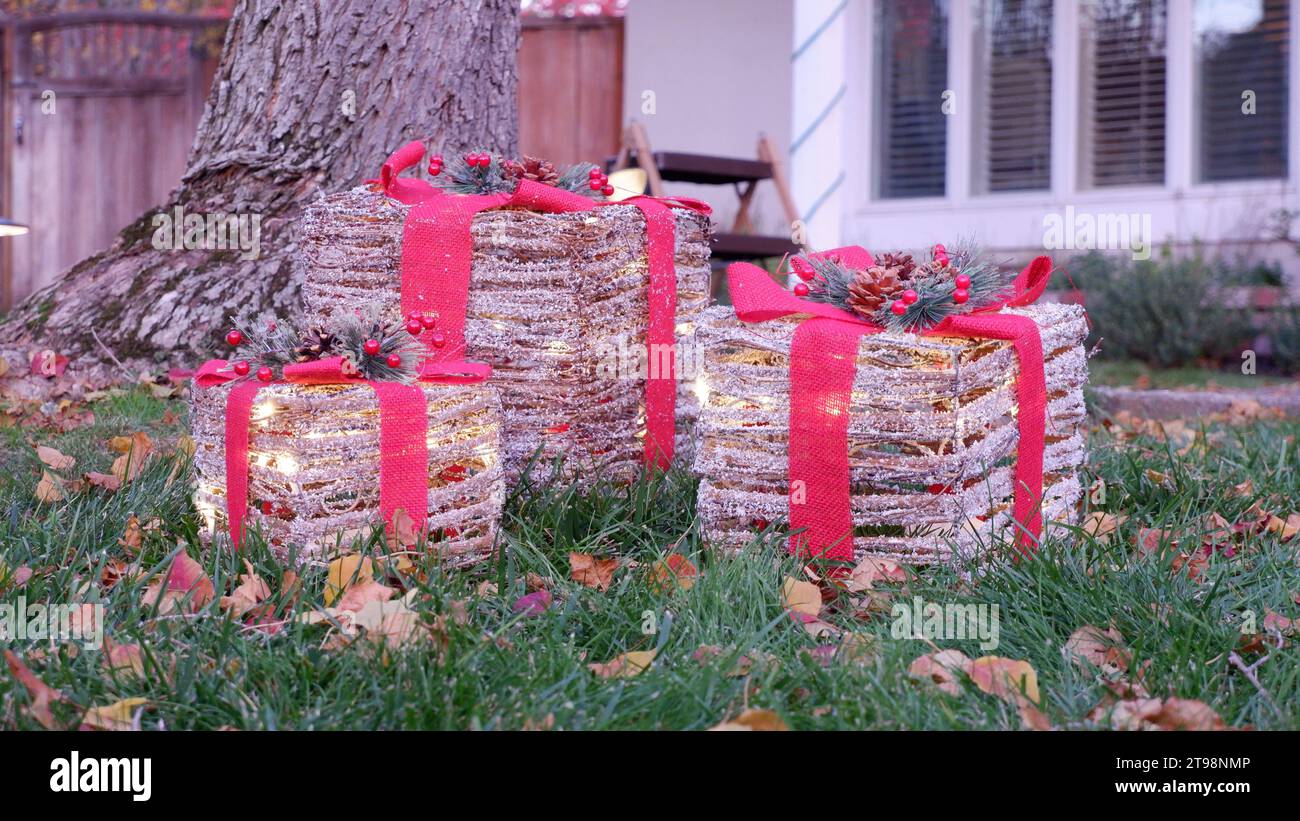 Outdoor Christmas Gifts Decor Stock Photo - Alamy