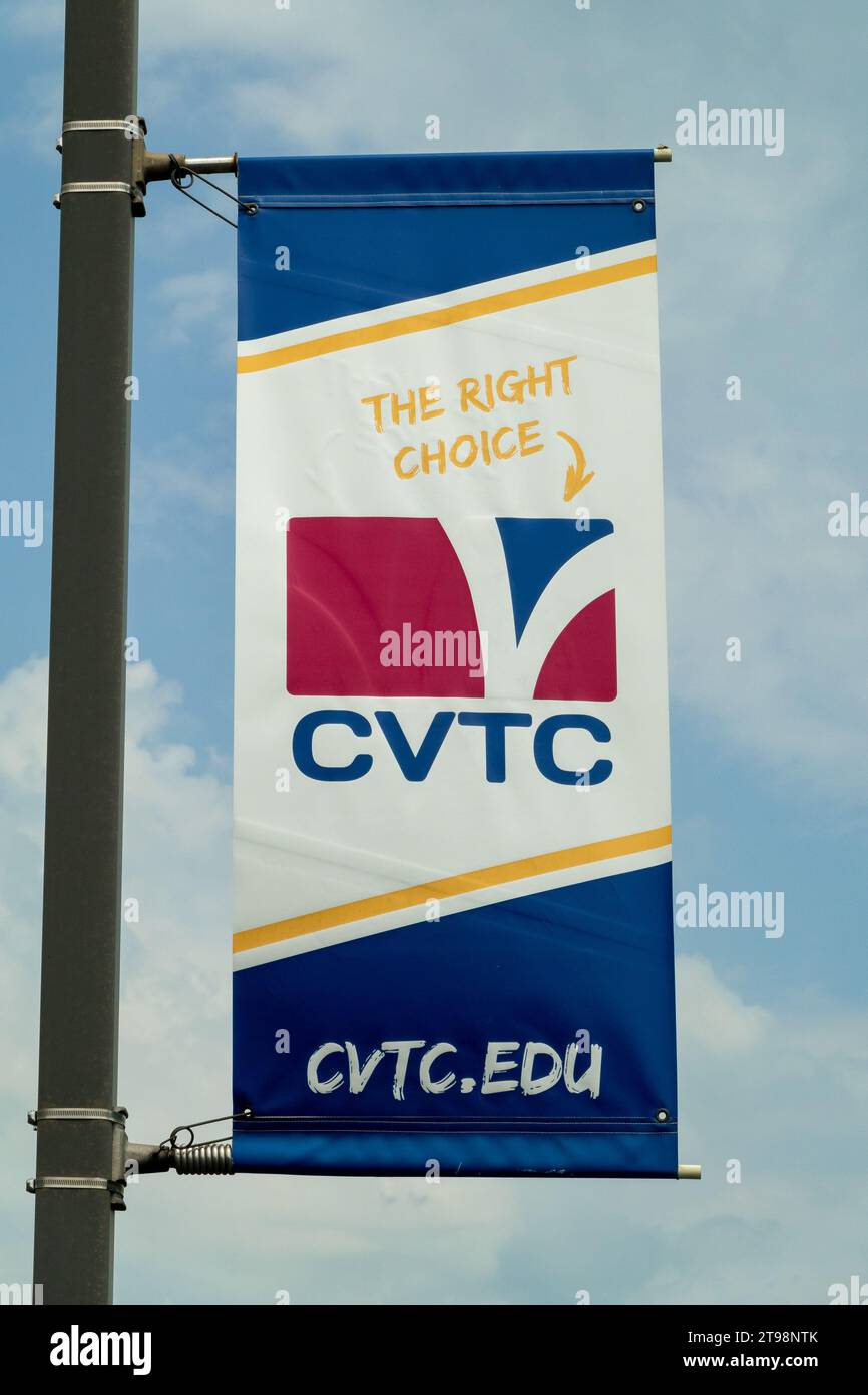 RIVER FALLS, WI, USA - JULY 22, 2023:School flag on the campus of ...