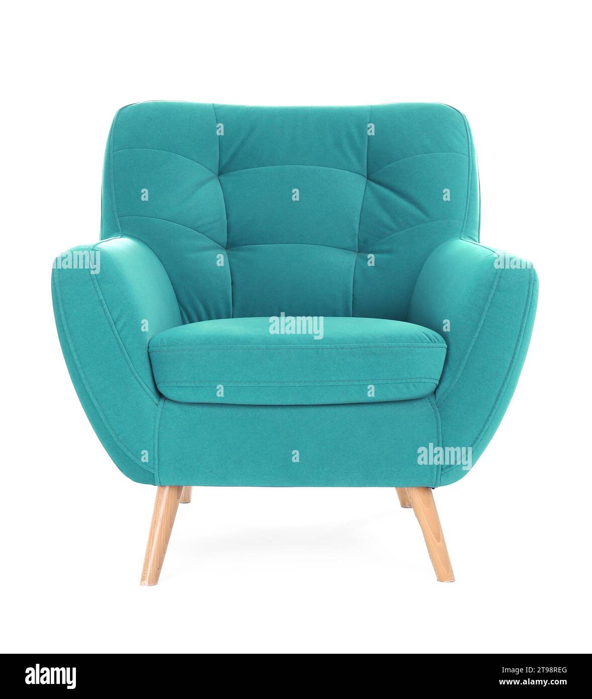 One comfortable turquoise armchair isolated on white Stock Photo - Alamy