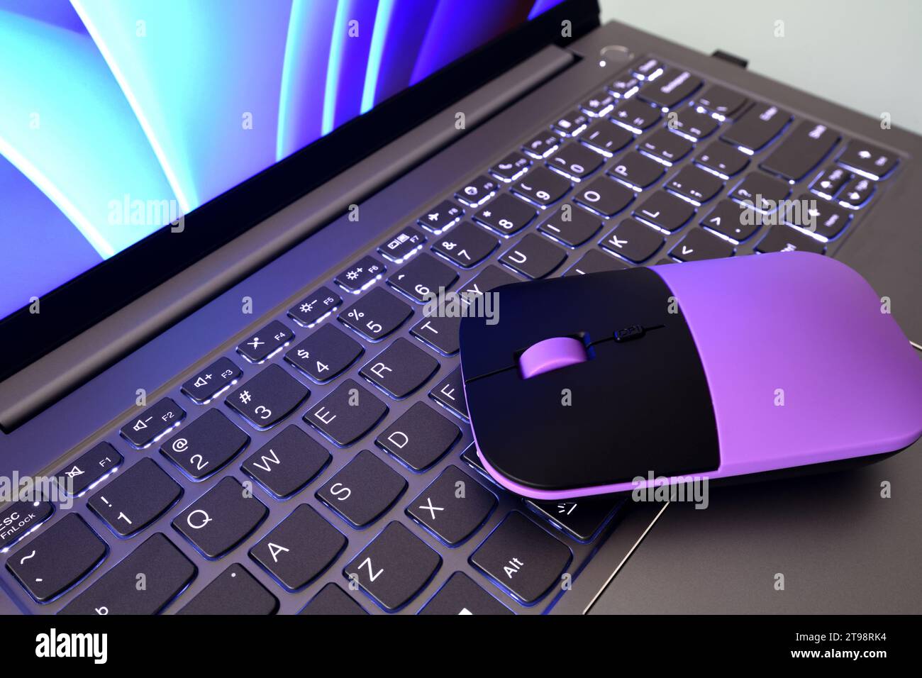 Laptop keyboard with screen on Stock Photo - Alamy