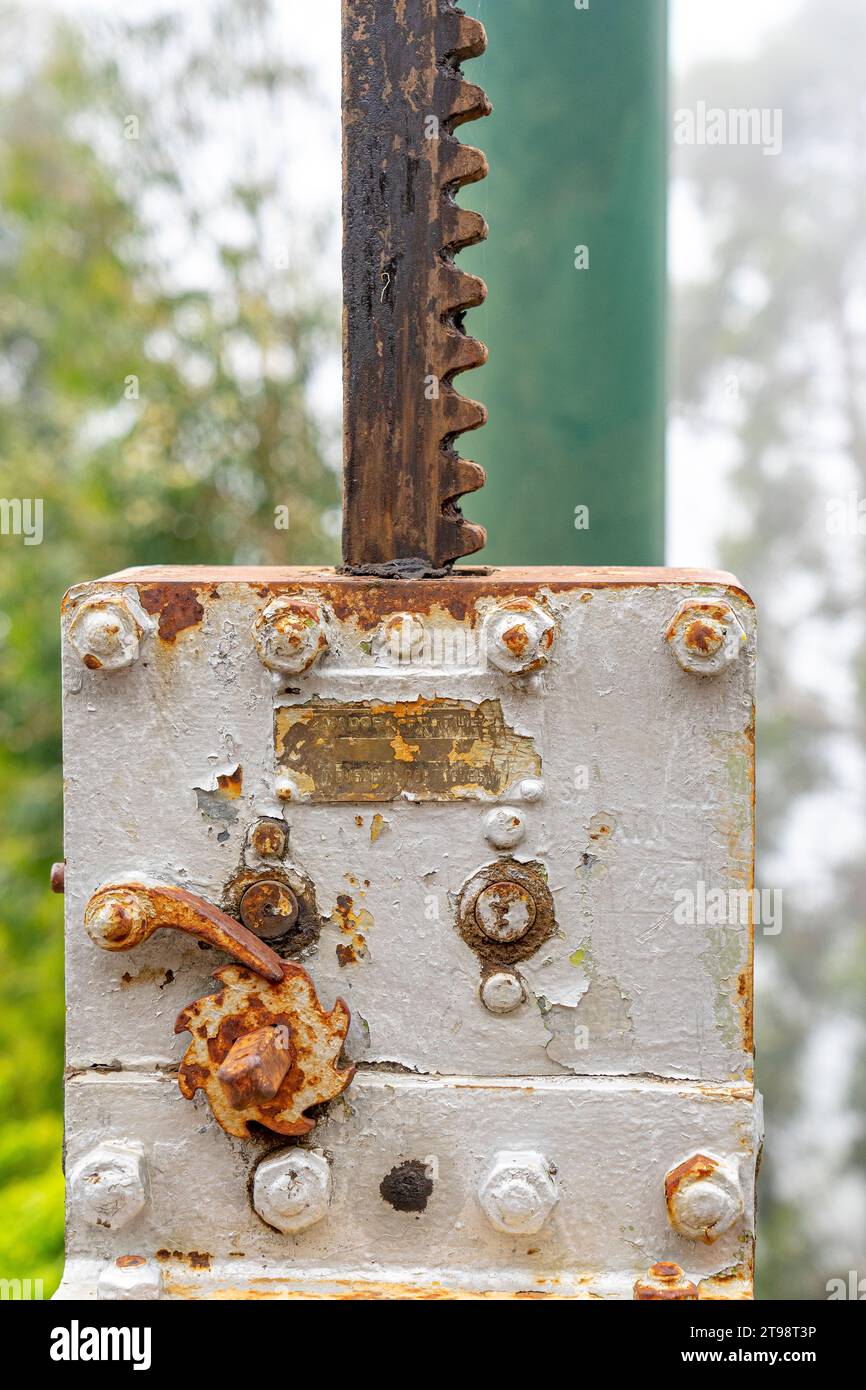 part of the mechanical system for placing a crank to open the water ...