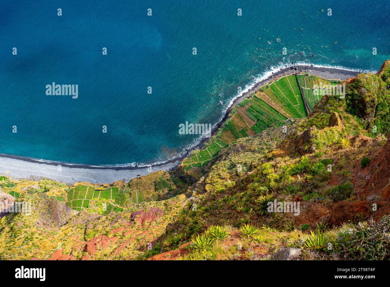 Sea and land views from the Cabo Girão viewpoint at 580 meters above ...