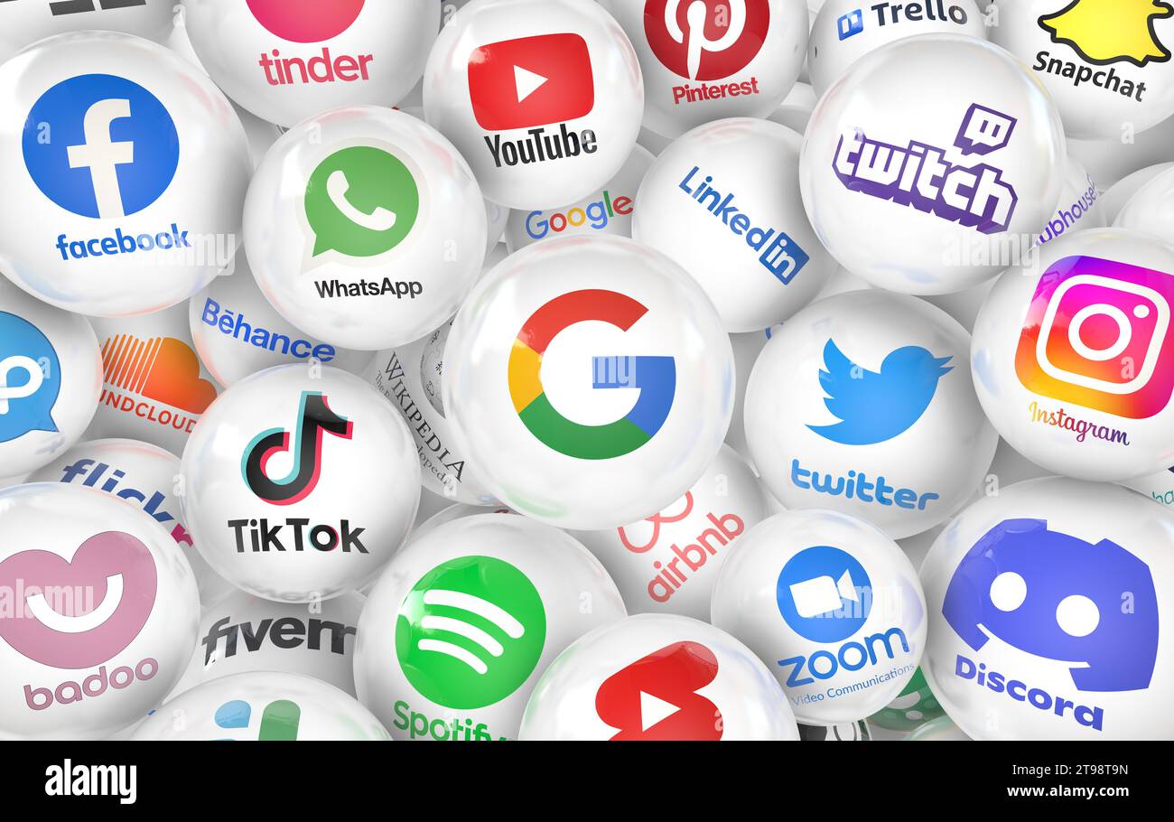 Social Media, Social Media Logos Visual Presentation - Background Design Stock Photo - Alamy