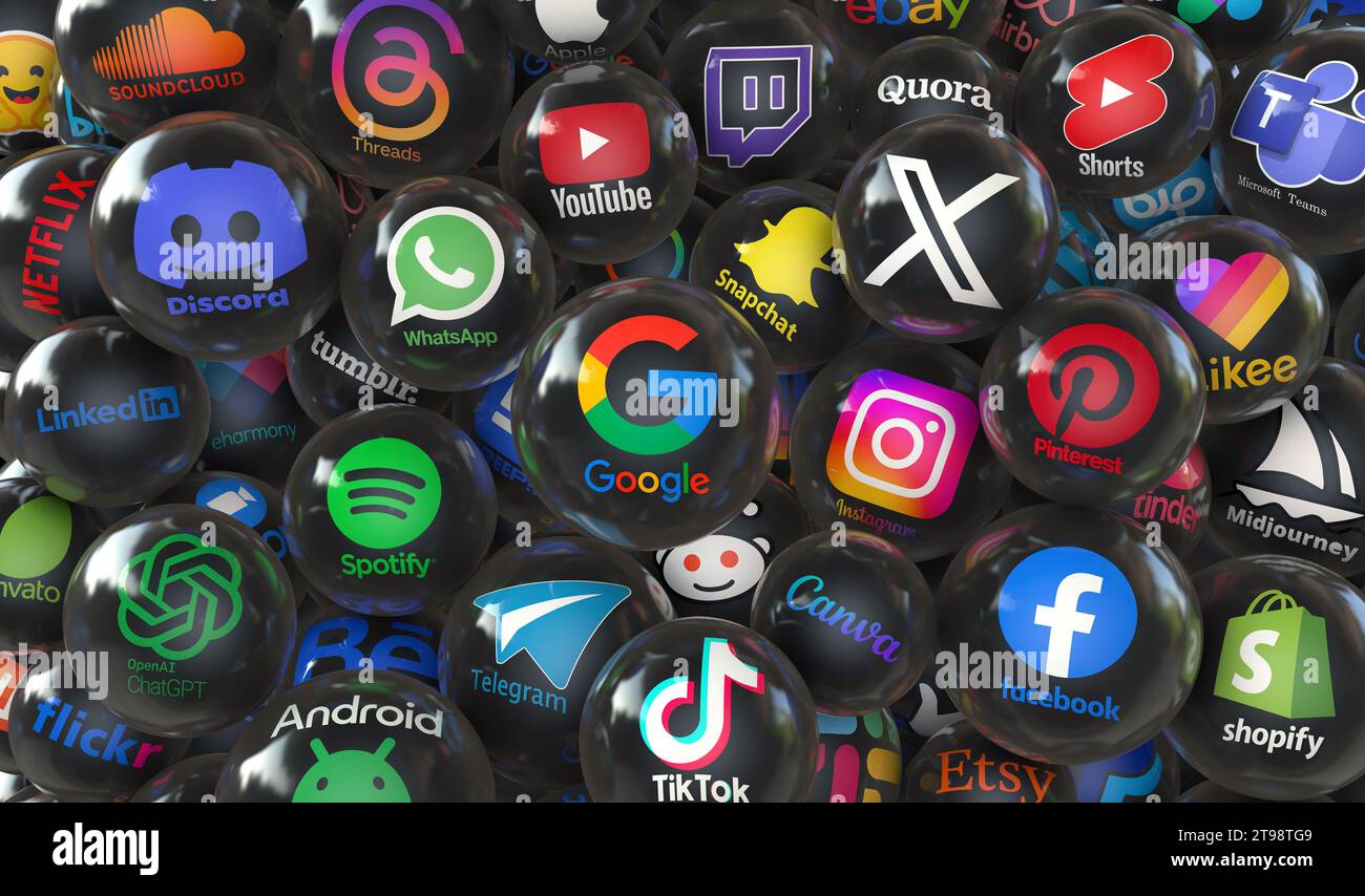 Social Media, Social Media Logos Visual Presentation - Background Design Stock Photo - Alamy