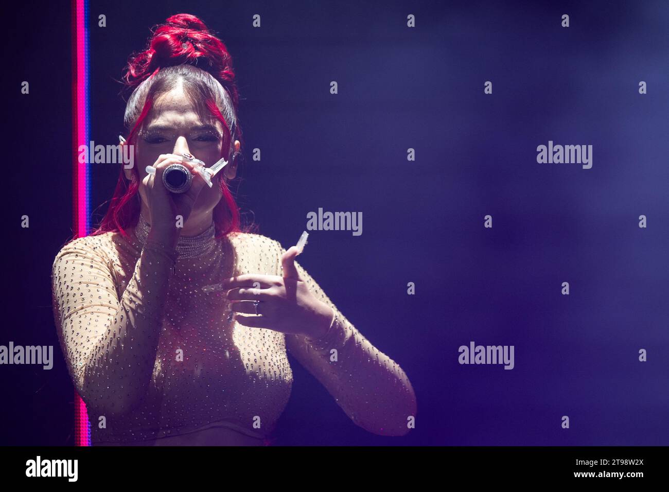 Berlin, Germany. 23rd Nov, 2023. Rapper Badmómzjay presents her new ...