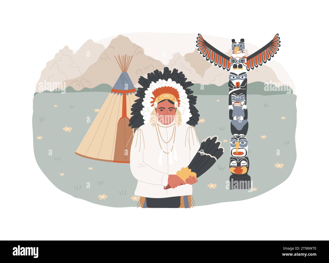 Indigenous religion isolated concept vector illustration. Earliest ...