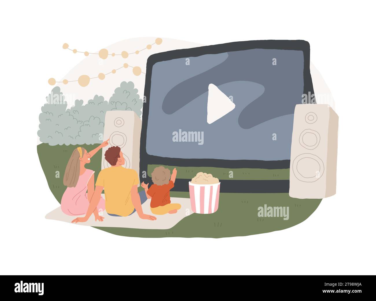 Open air cinema isolated concept vector illustration. Open air movie ...