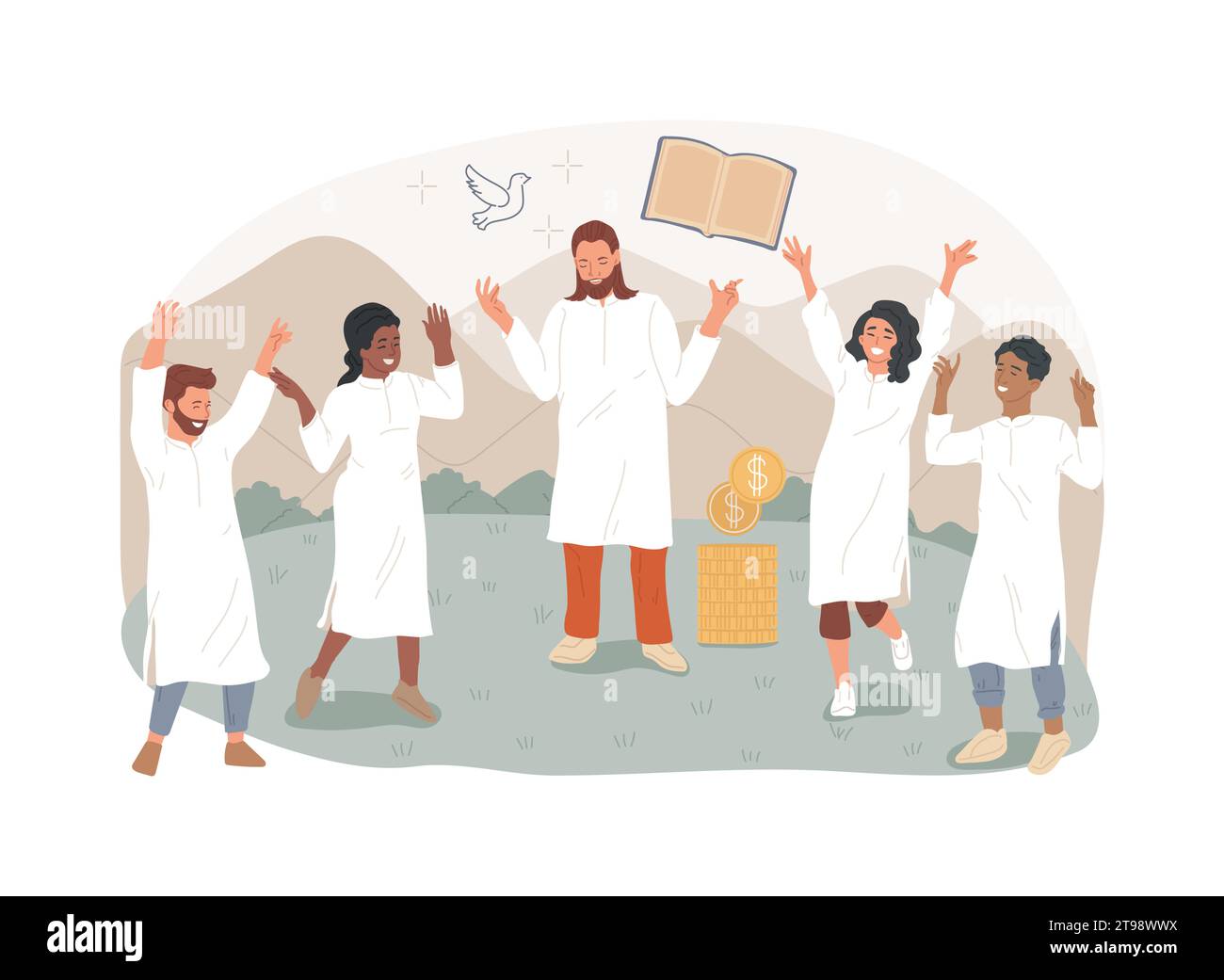 Religious sect isolated concept vector illustration. Religious group ...
