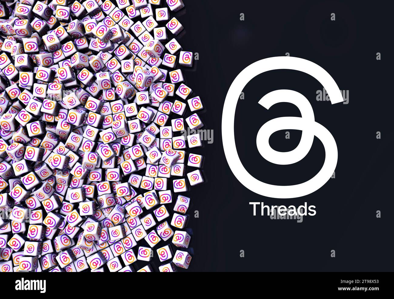 Threads logo. A new social media app from Meta to rival Twitter. 3D Rendering Stock Photo - Alamy