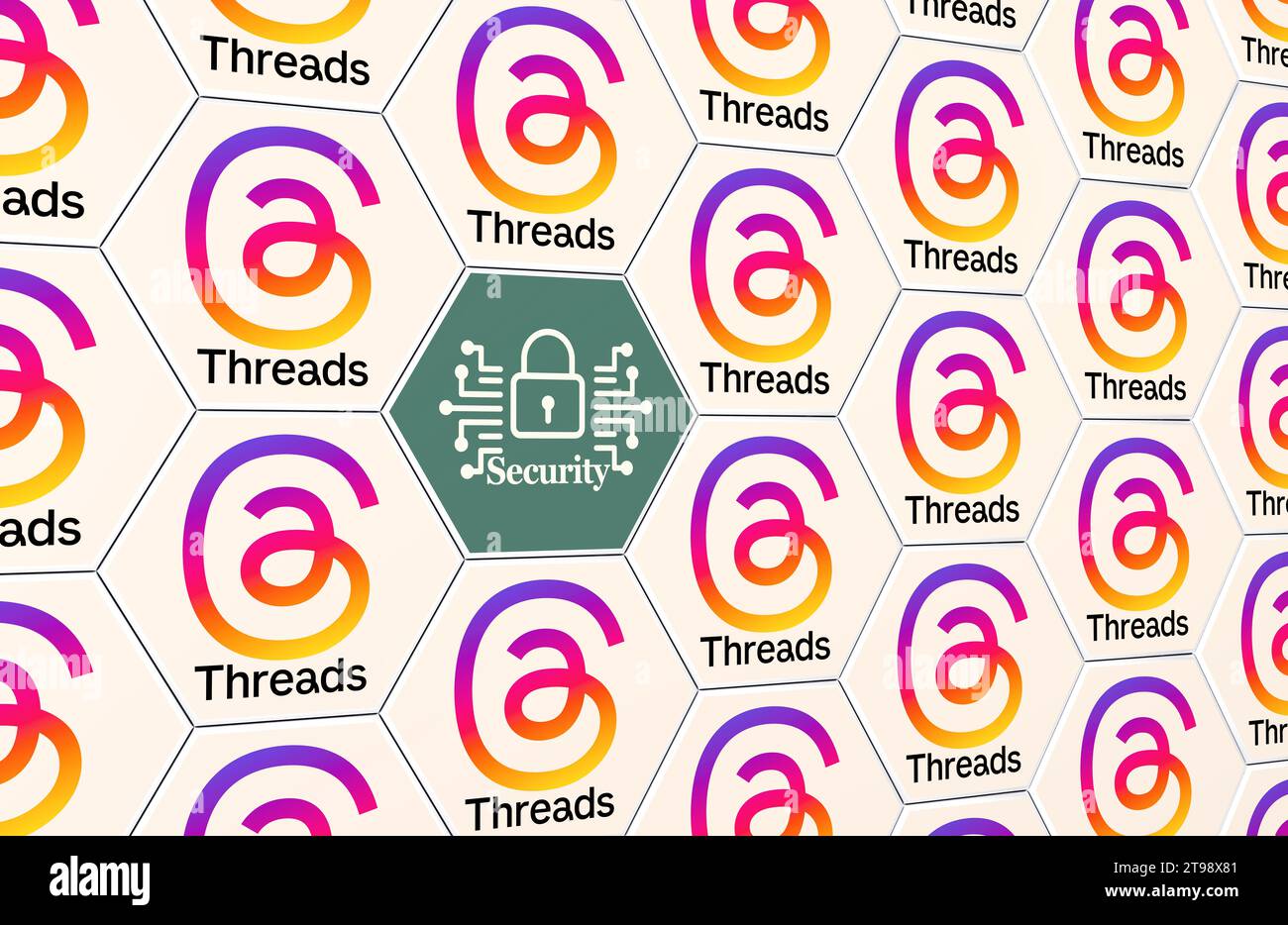 Threads logo. A new social media app from Meta to rival Twitter. 3D ...