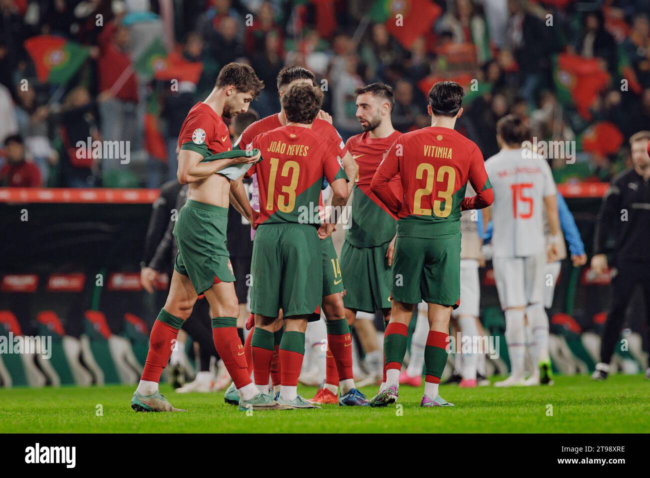 Players of both teams during UEFA Euro 2024 qualifying game between ...