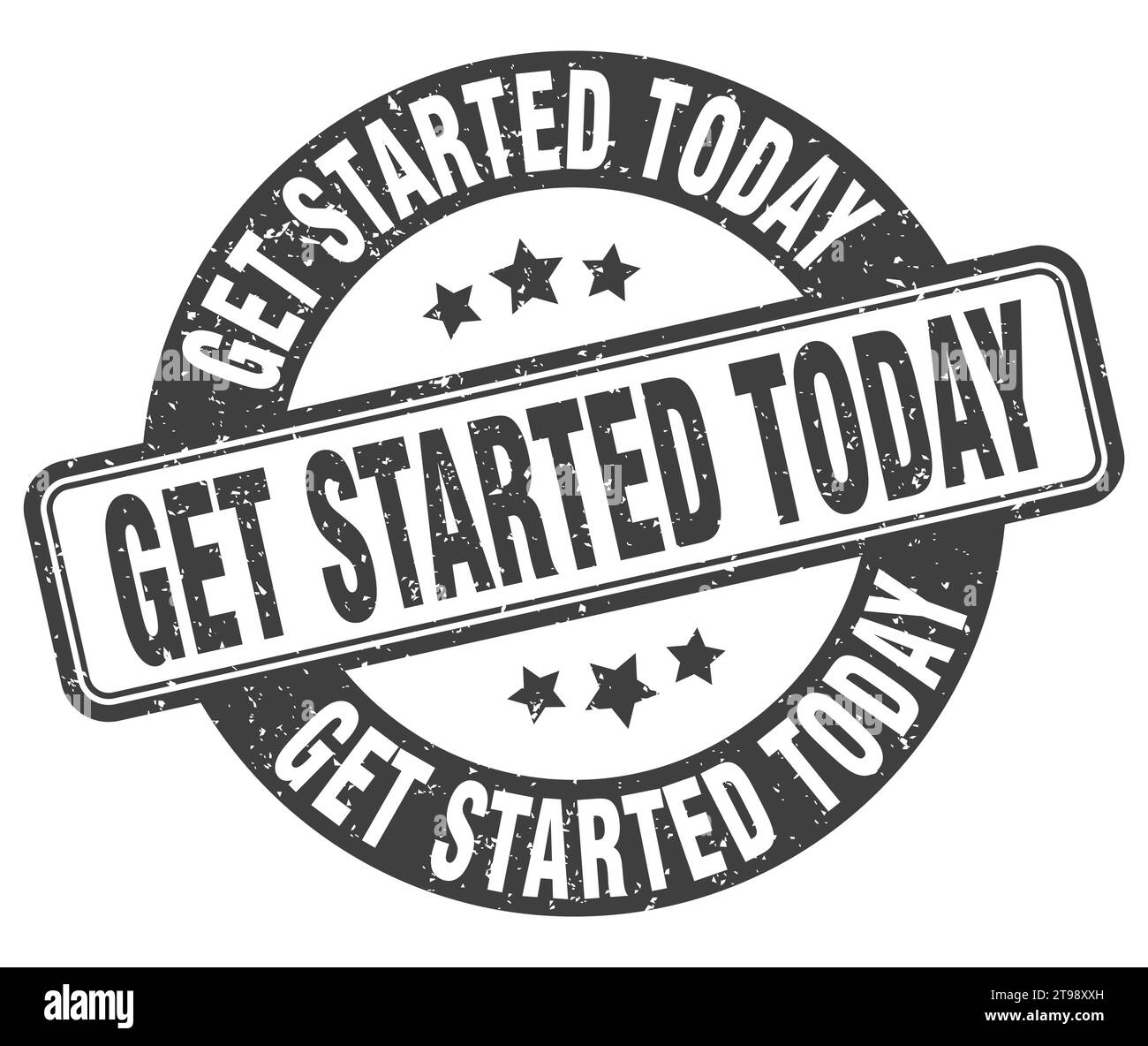 get started today stamp. get started today sign. round grunge label ...