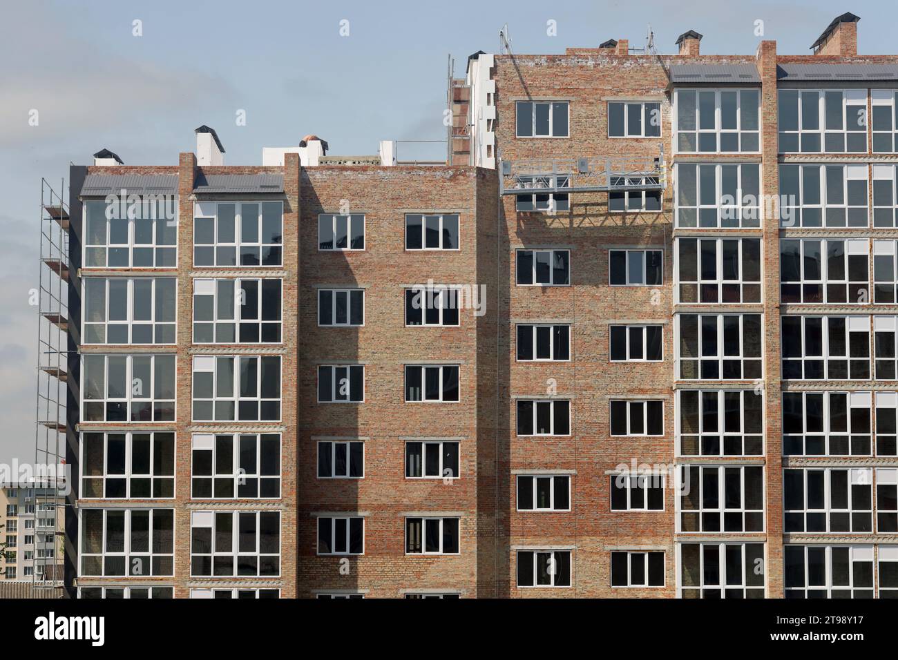 View of a large construction site with buildings under construction and ...