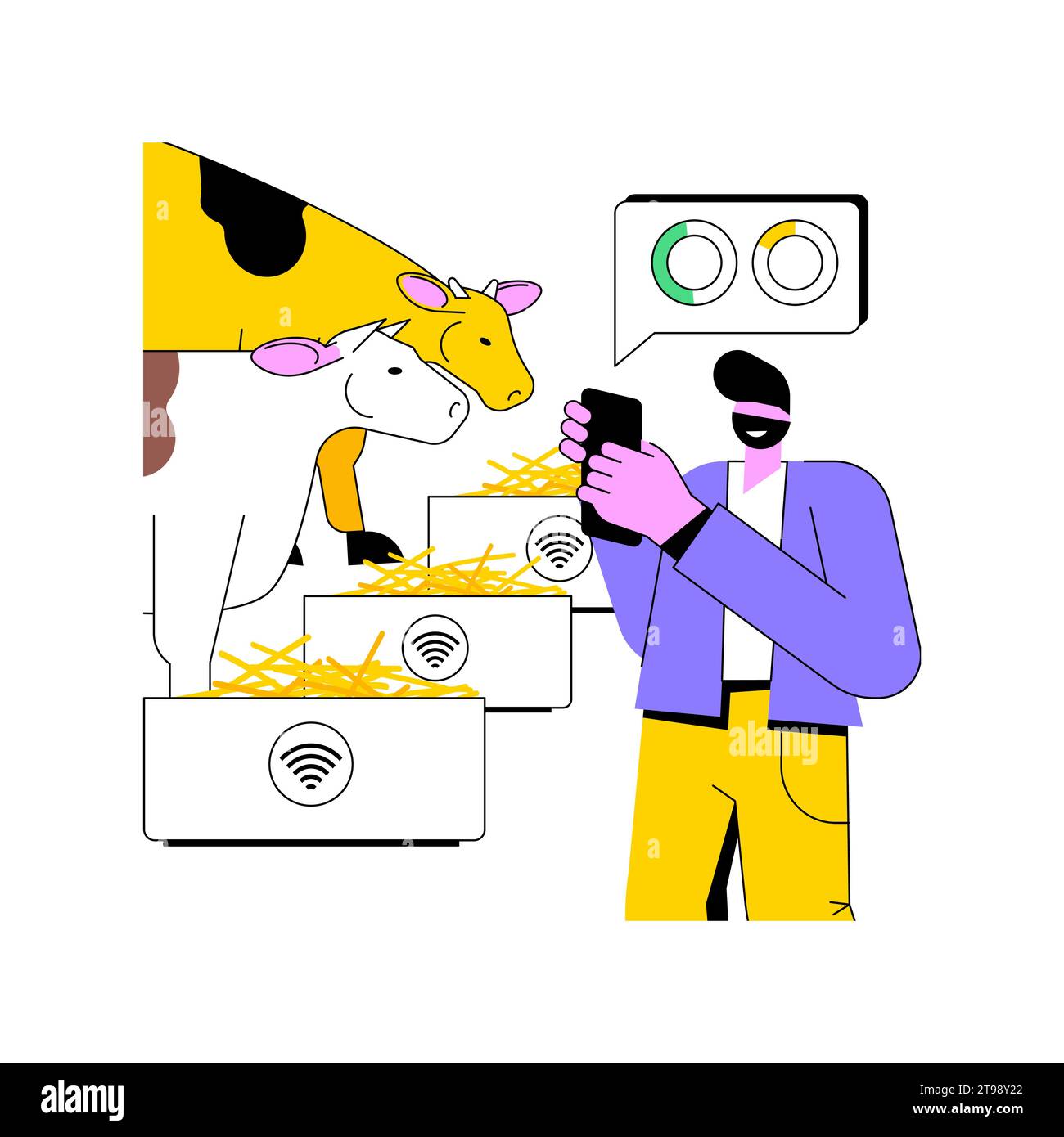 Livestock feeding statistics isolated cartoon vector illustrations ...