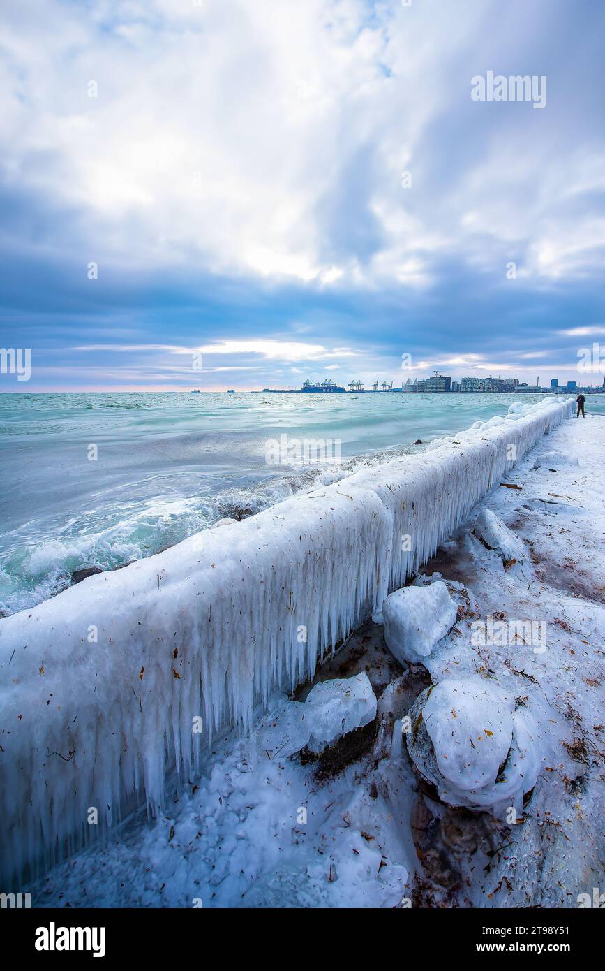 Large boulders covered with ice, Jutland, Denmark Stock Photo - Alamy