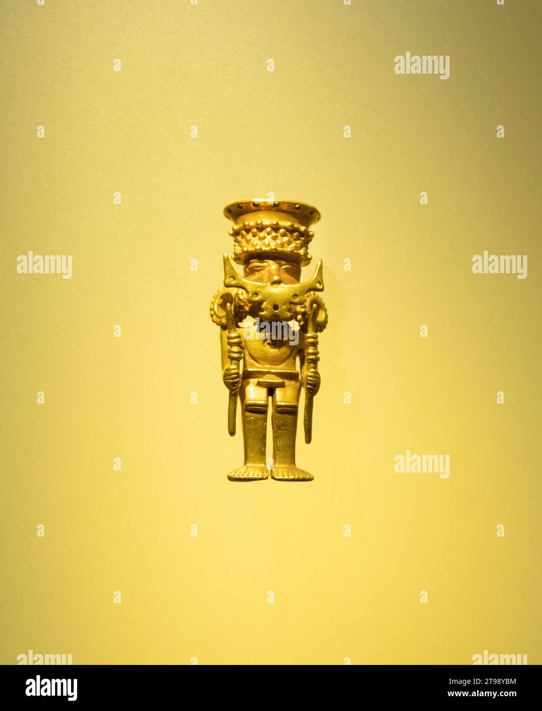 Closeup to an ancient cacique golden figure at golden museum Stock ...