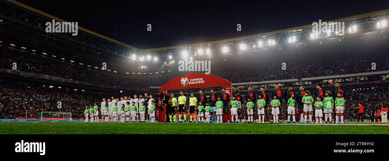 Players of both teams during UEFA Euro 2024 qualifying game between ...