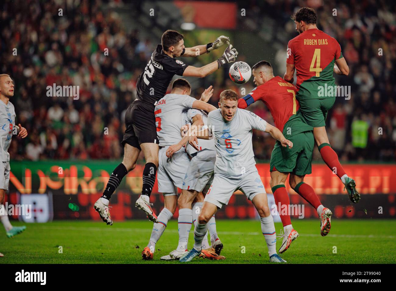 Players of both teams fight for ball during UEFA Euro 2024 qualifying ...