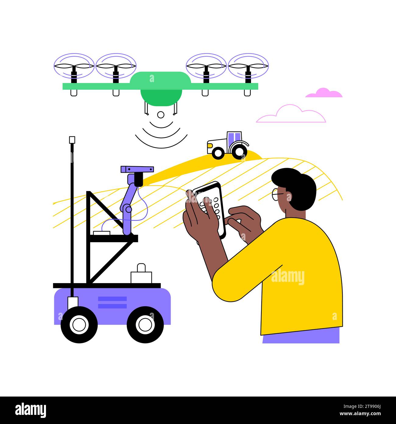 Stable climate monitoring isolated cartoon vector illustrations. Farmer ...