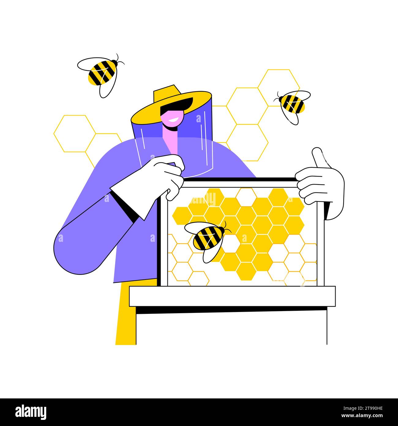 Natural beekeeping isolated cartoon vector illustrations. Farmer ...
