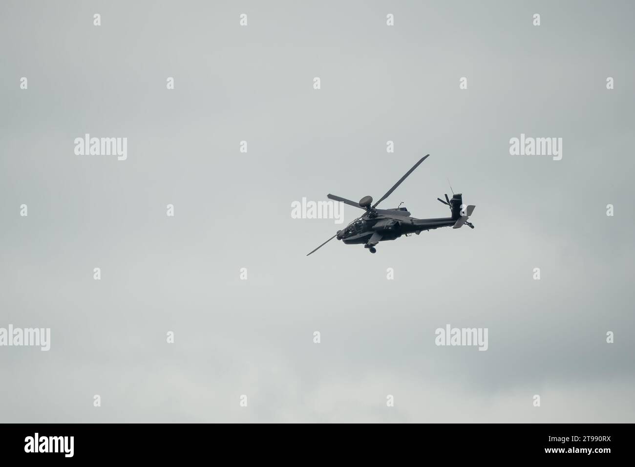 British army Boeing Apache Attack helicopter AH64E AH-64E in low level ...