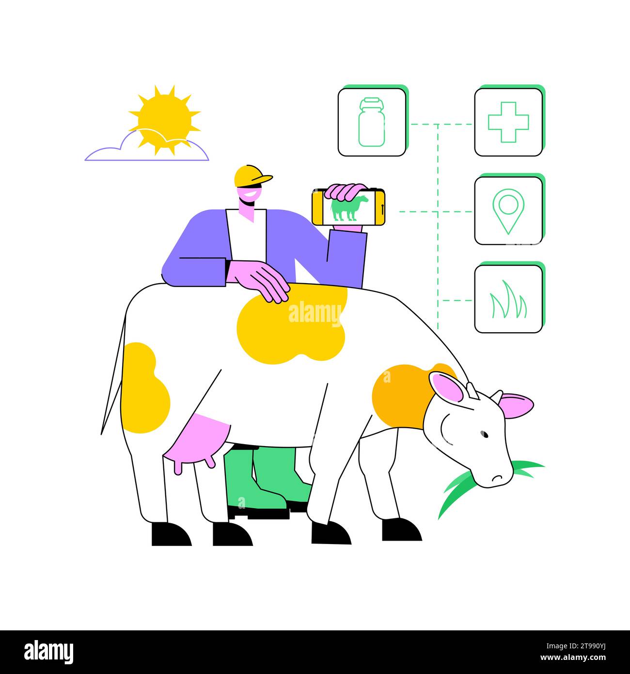 Monitoring health of livestock isolated cartoon vector illustrations ...