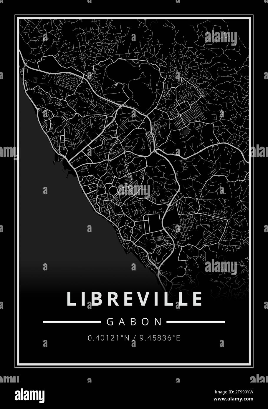 Street map art of Libreville city in Gabon - Africa Stock Photo - Alamy