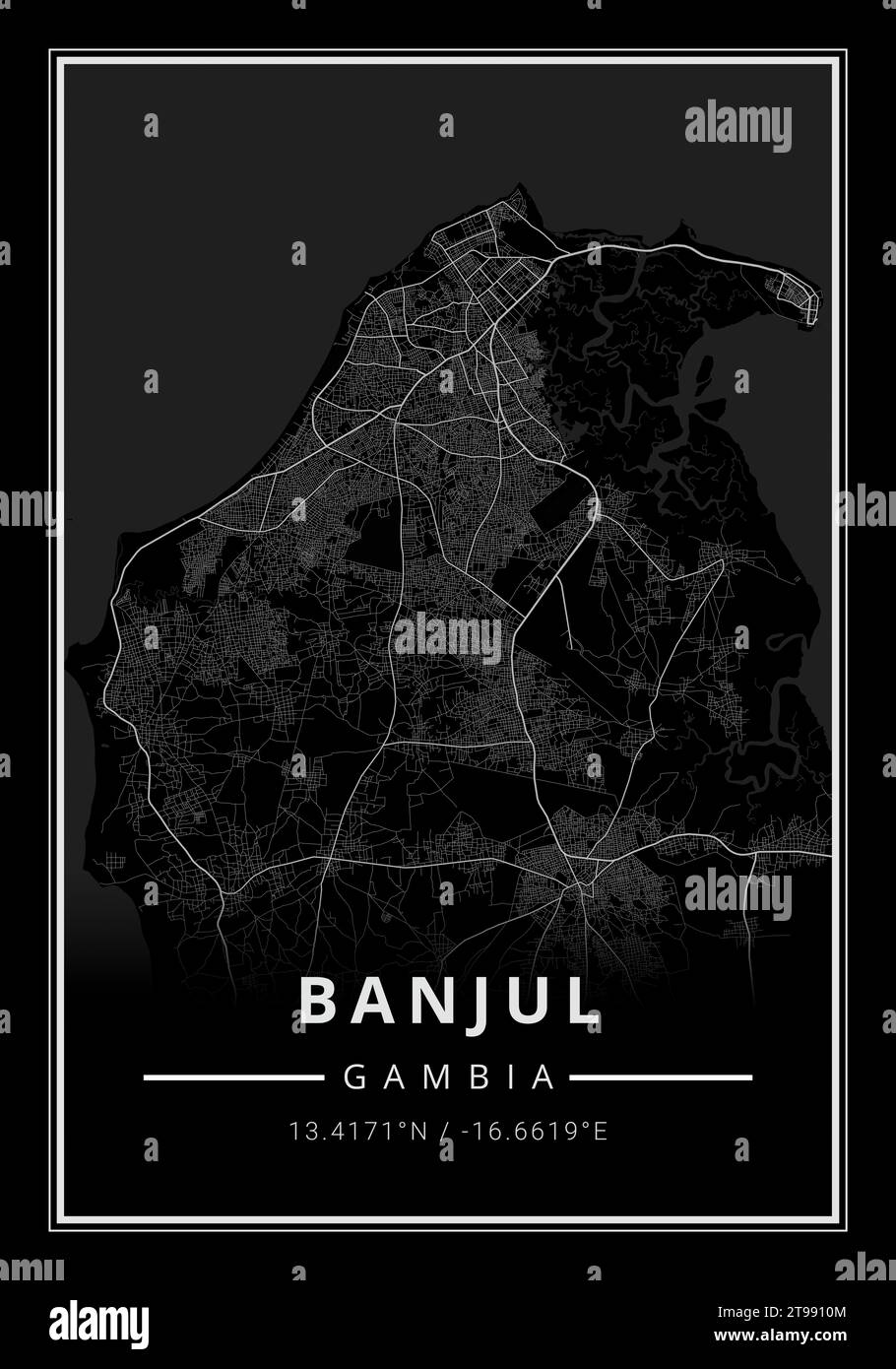 Street map art of Banjul city in Gambia - Africa Stock Photo - Alamy
