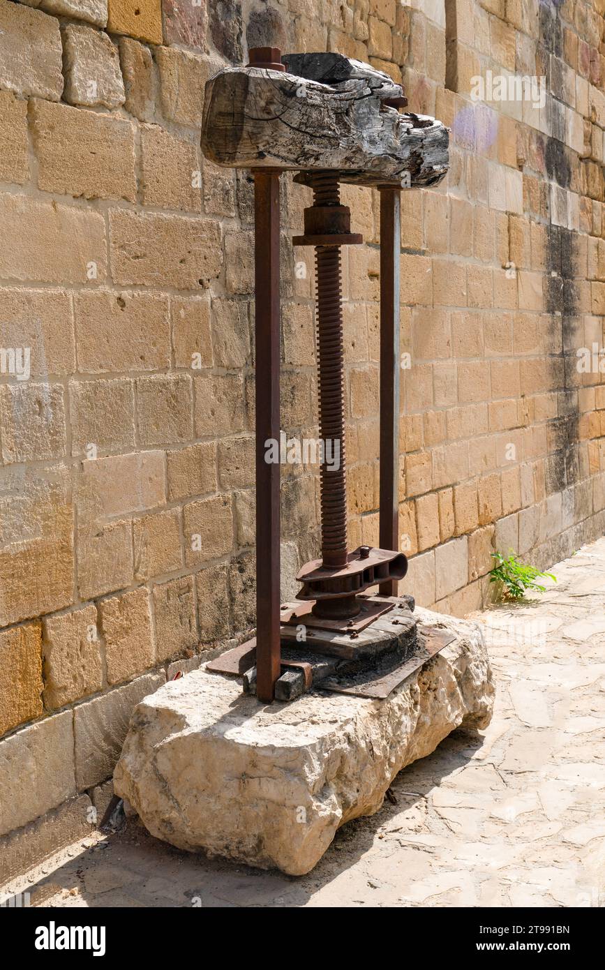 Ancient olive press machine, northern Cyprus Stock Photo - Alamy