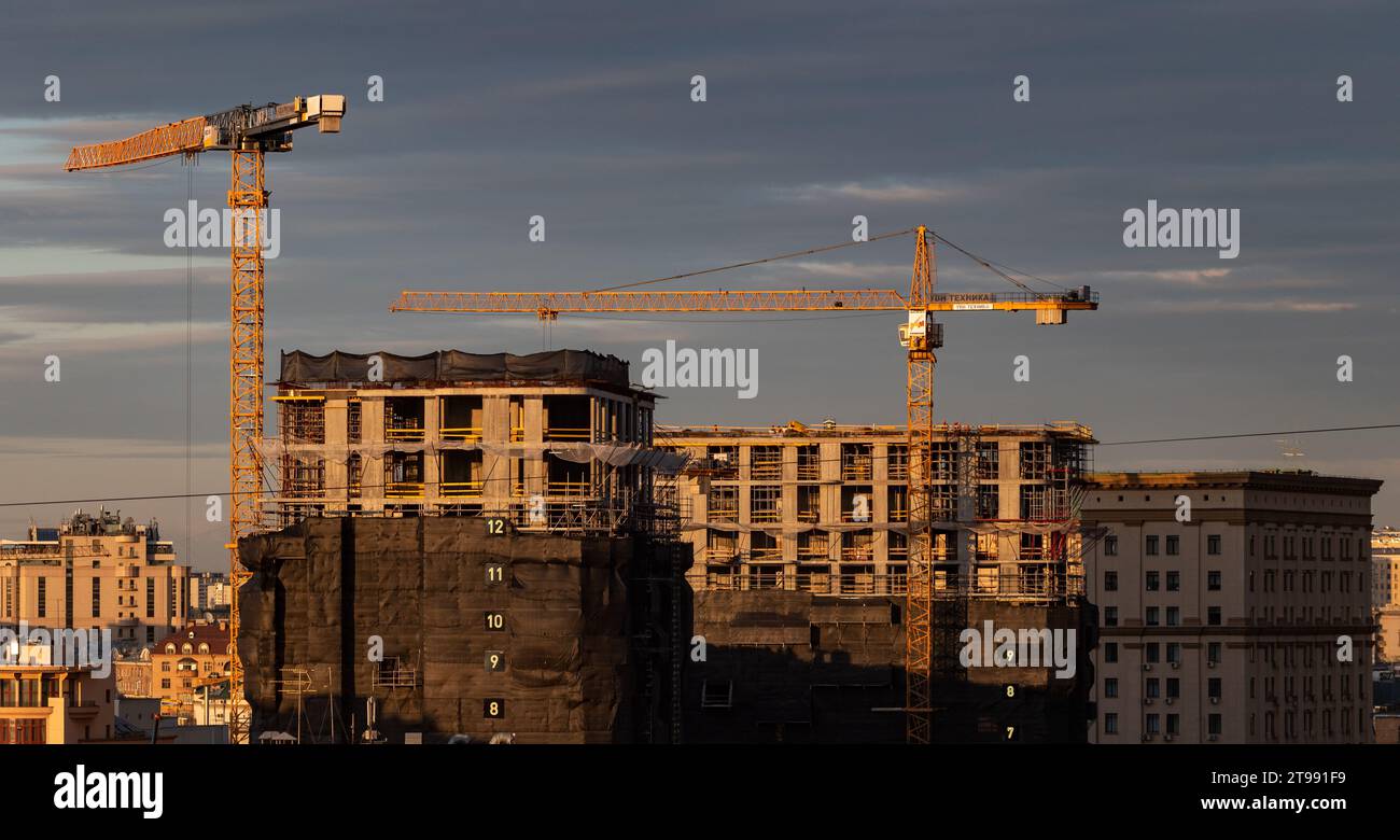 April 21, 2023, Moscow, Russia. Construction of the Lavrushensky ...
