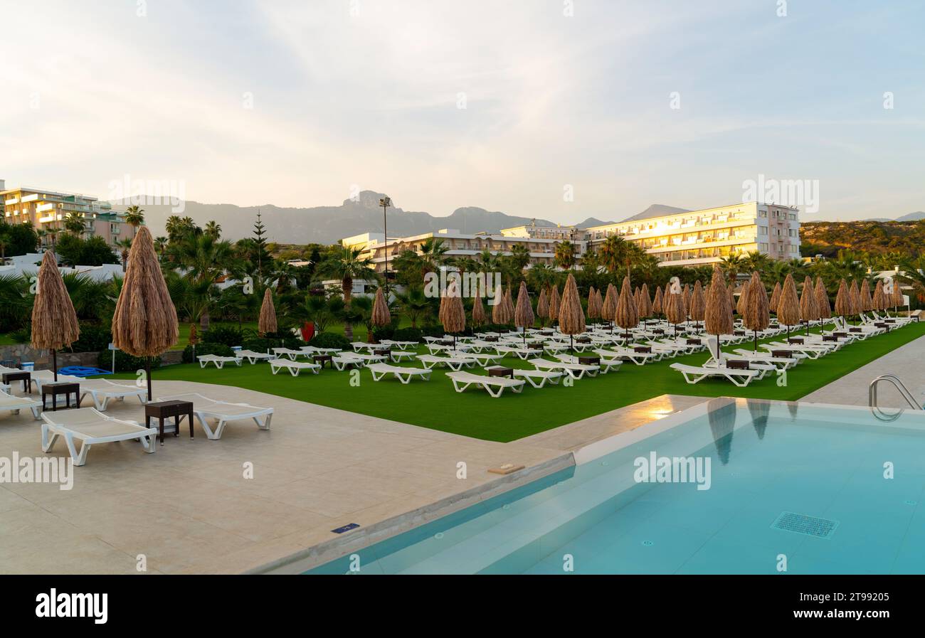 Early in the morning, before tourists come to the pool and residences ...