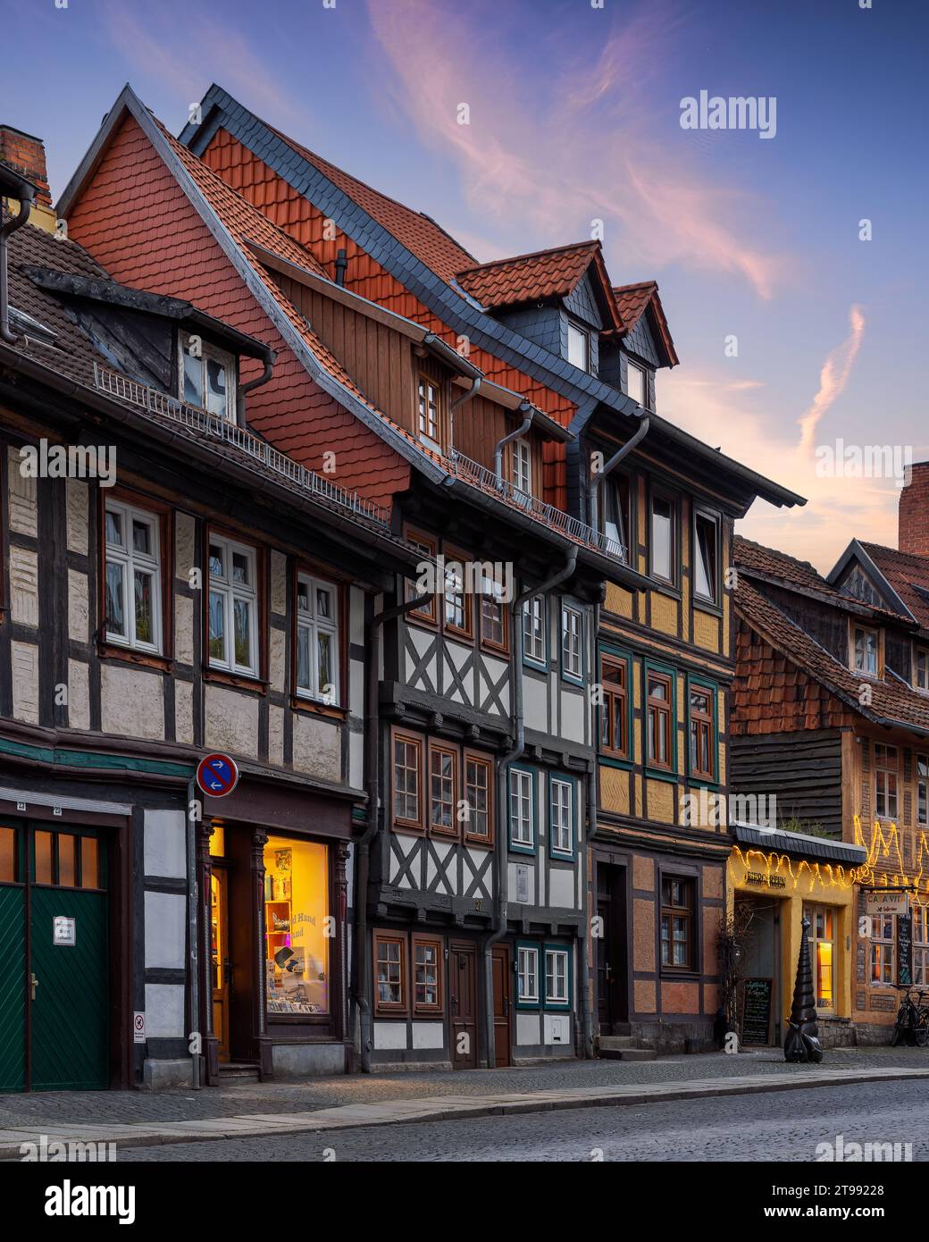 Beautiful cityscape with colorful medieval half-timbered architecture ...
