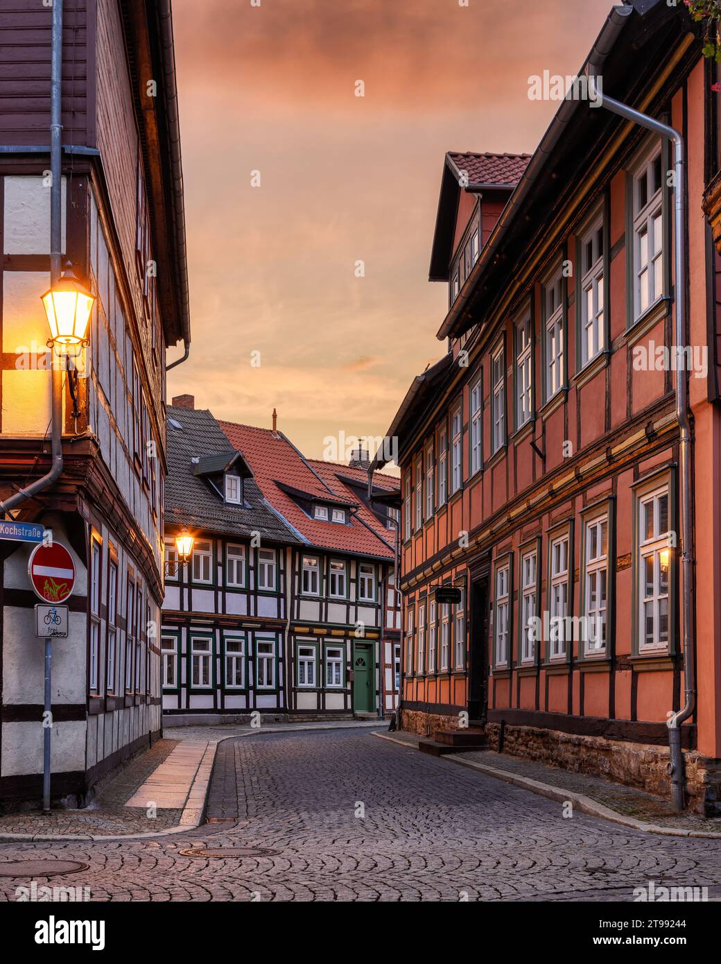 Beautiful cityscape with colorful medieval half-timbered architecture ...