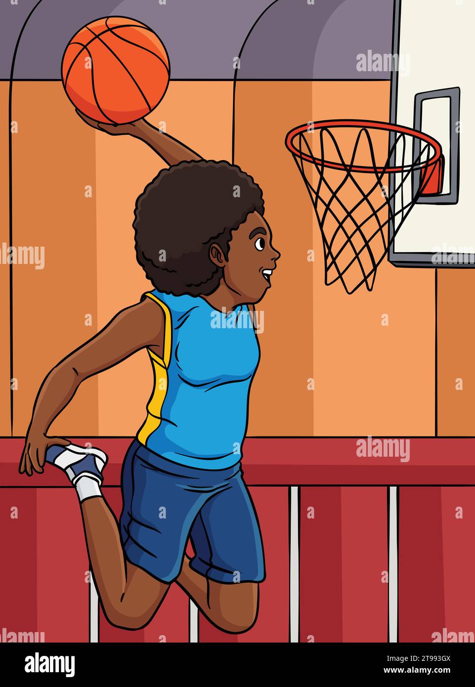 Basketball Girl Slam Dunk Colored Cartoon Stock Vector Image & Art - Alamy