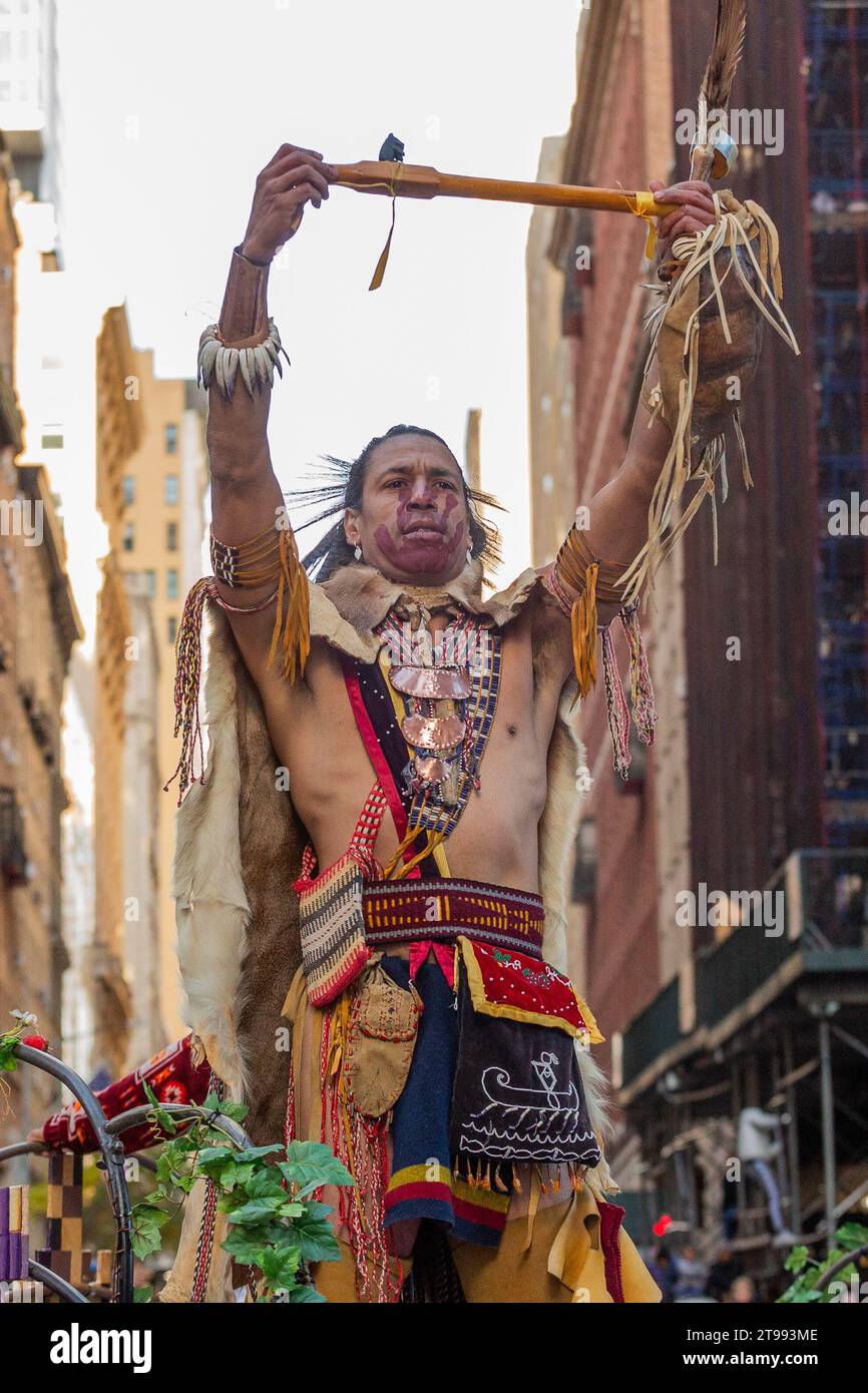 New York, United States. 23rd Nov, 2023. A member of the Mashpee ...