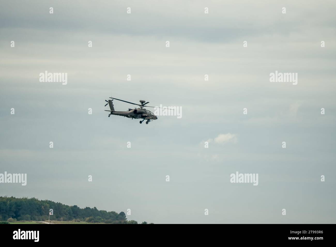 British army Boeing Apache Attack helicopter (AH-64E Army Air) in low ...