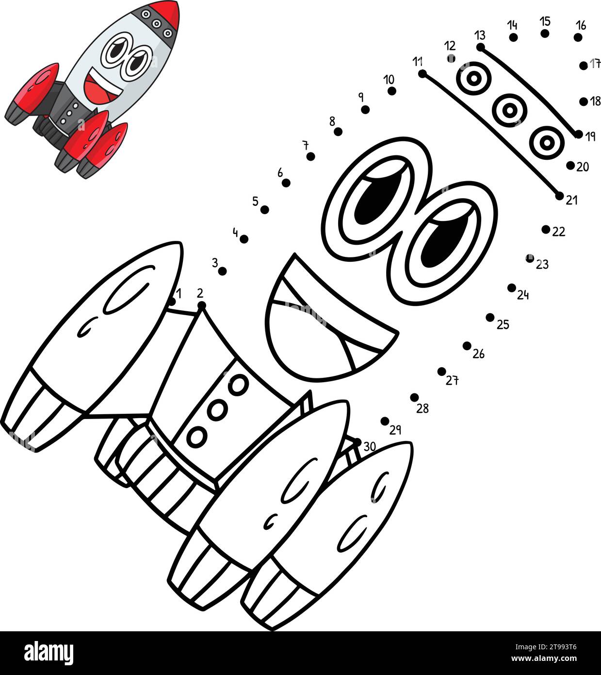 Dot to Dot Rocket Vehicle Isolated Coloring Page Stock Vector Image ...