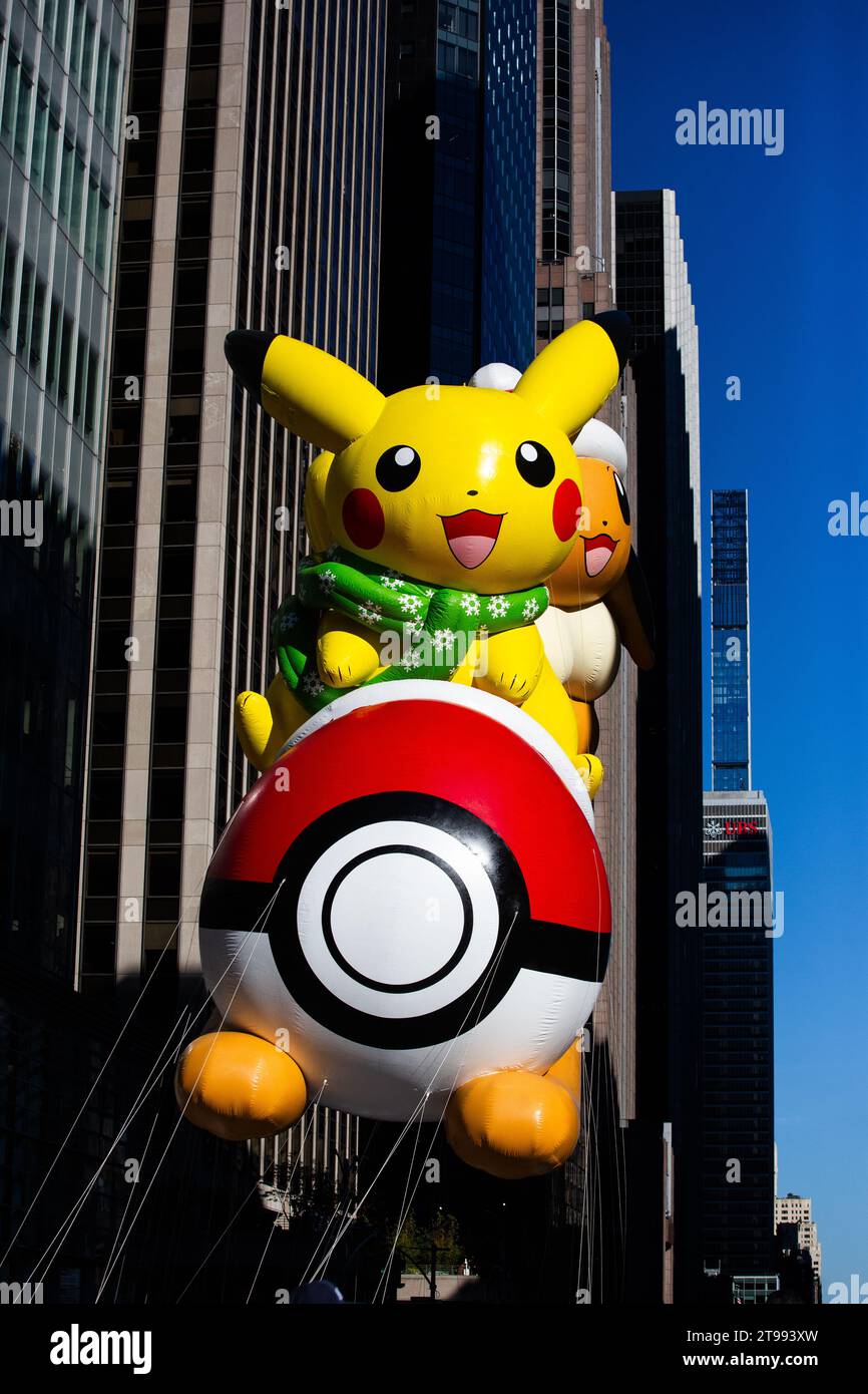 New York, United States. 23rd Nov, 2023. A Pokemon balloon is floating ...
