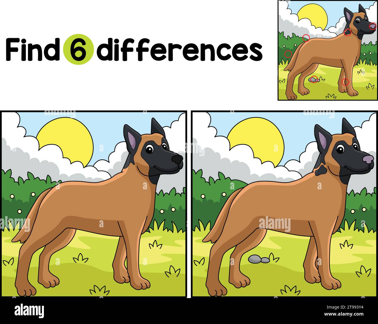 Belgian Malinois Dog Find The Differences Stock Vector Image & Art - Alamy