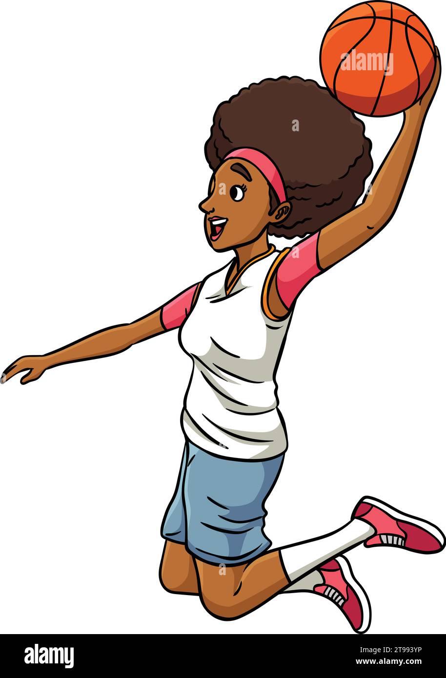 Basketball Girl Slam Dunk Cartoon Colored Clipart Stock Vector Image ...