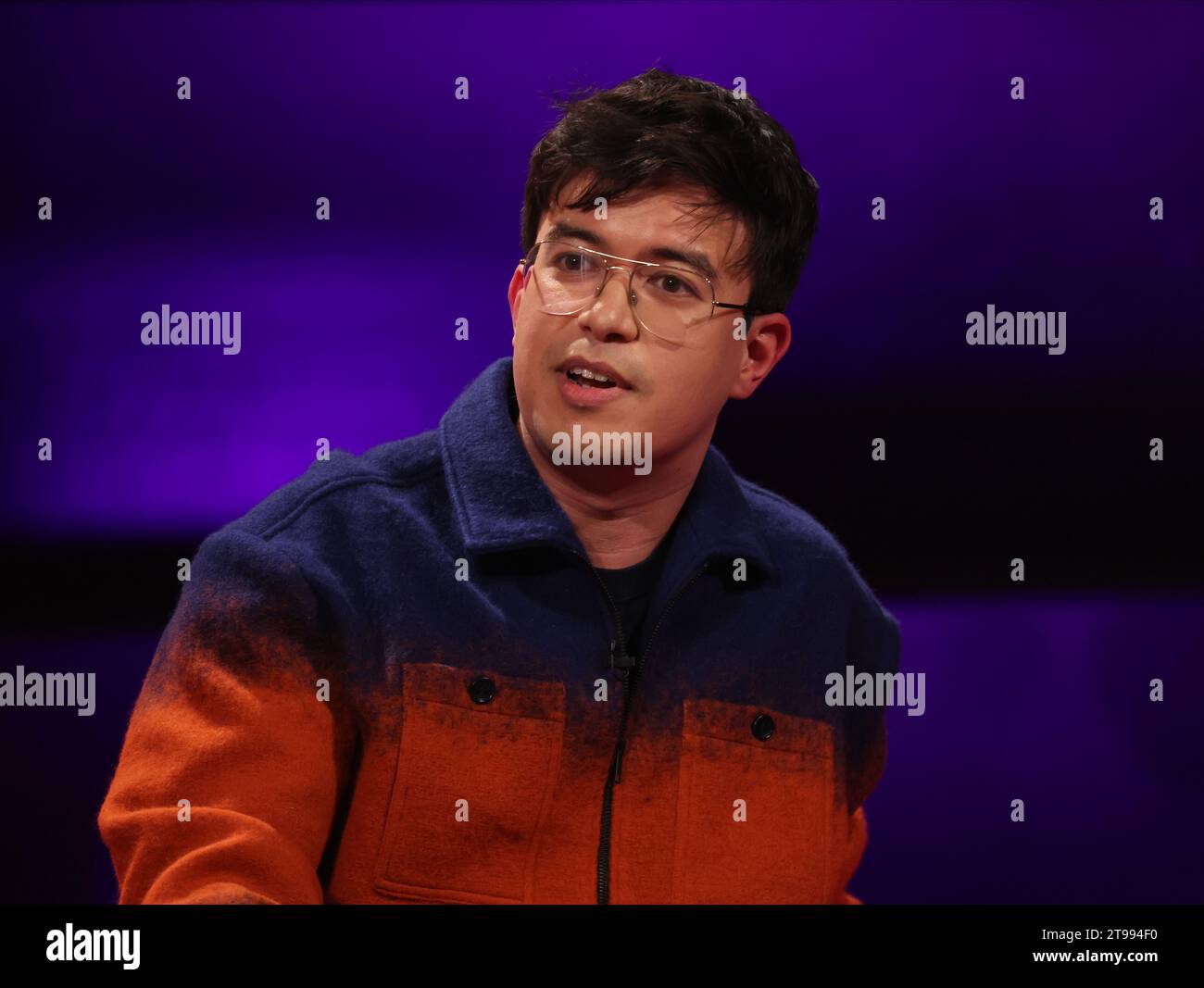 Phil wang during filming for the graham norton show at bbc studioworks ...