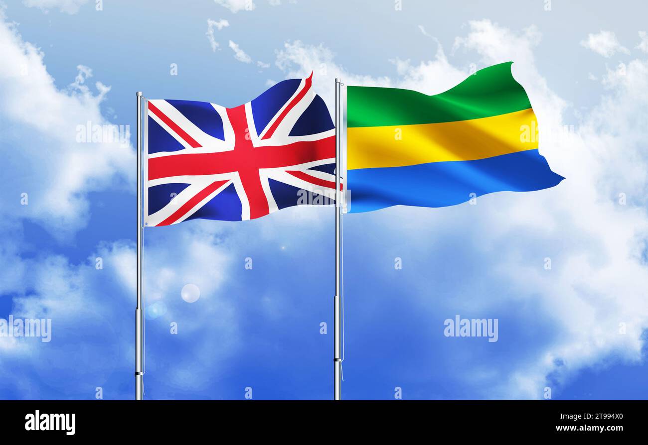 Flag gabon realistic waving hi-res stock photography and images - Alamy