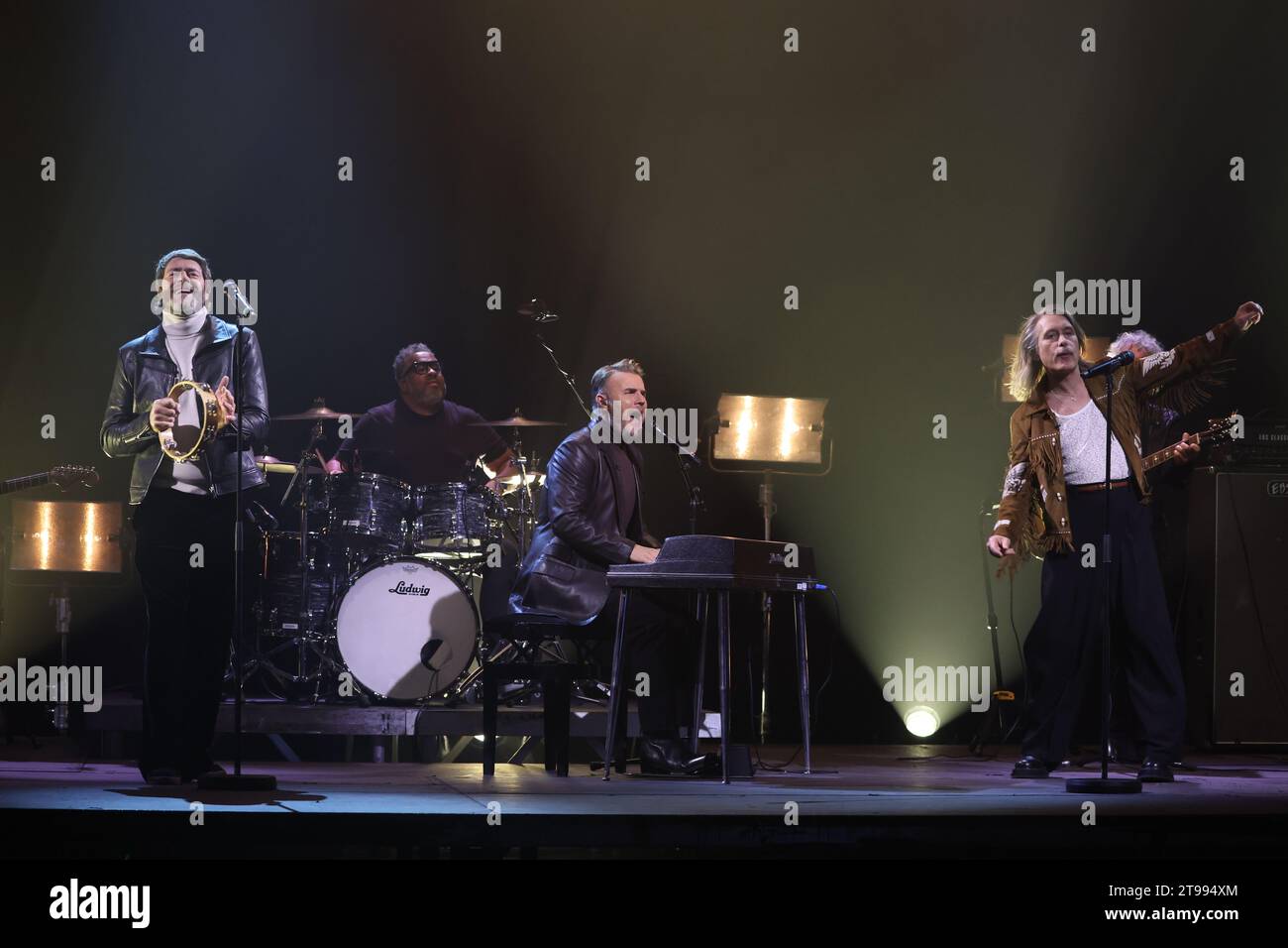 EDITORIAL USE ONLY (left to right) Howard Donald, Gary Barlow and Mark ...