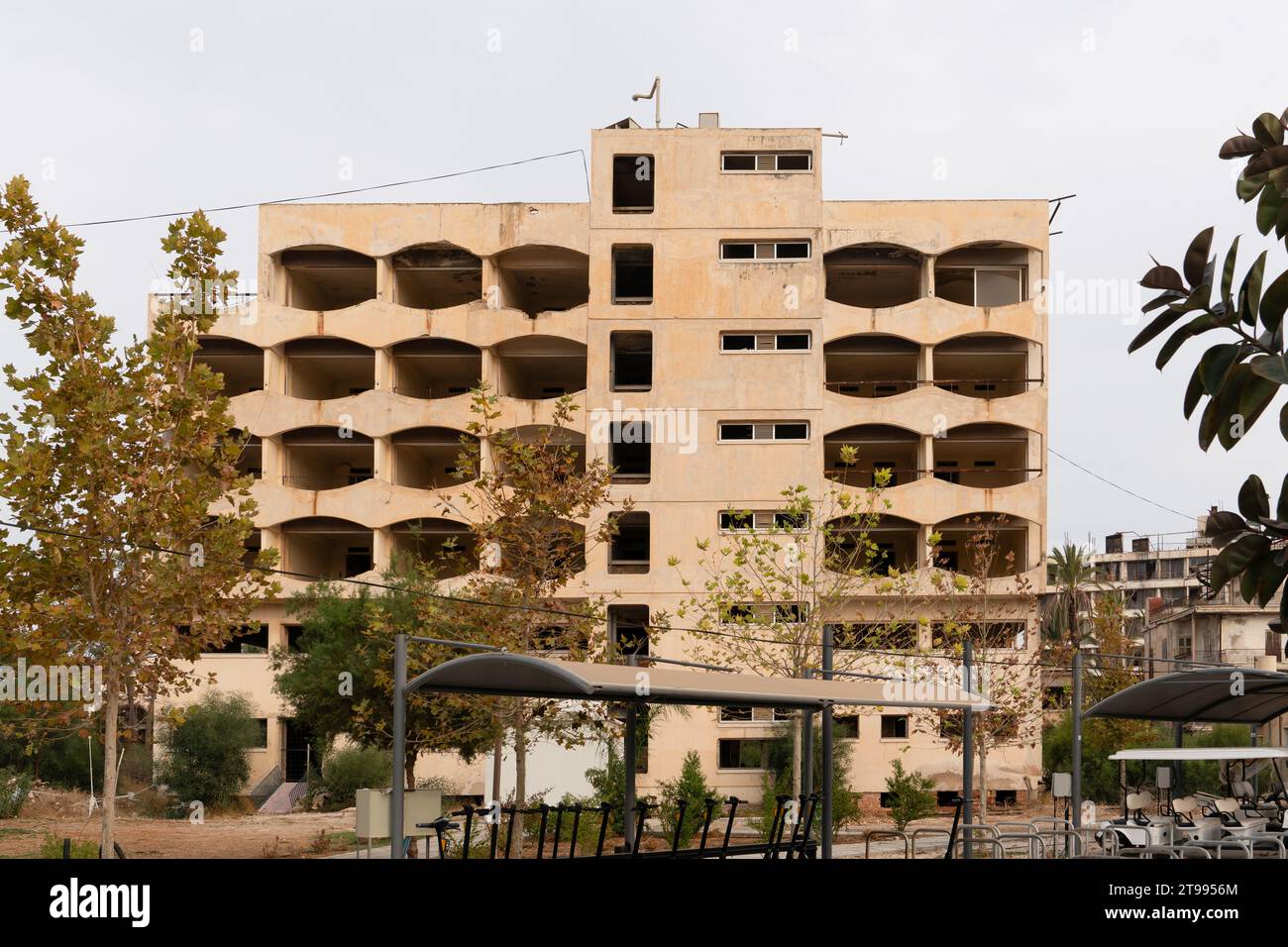 Buildings in the abandoned city Varosha in Famagusta, North Cyprus. The ...