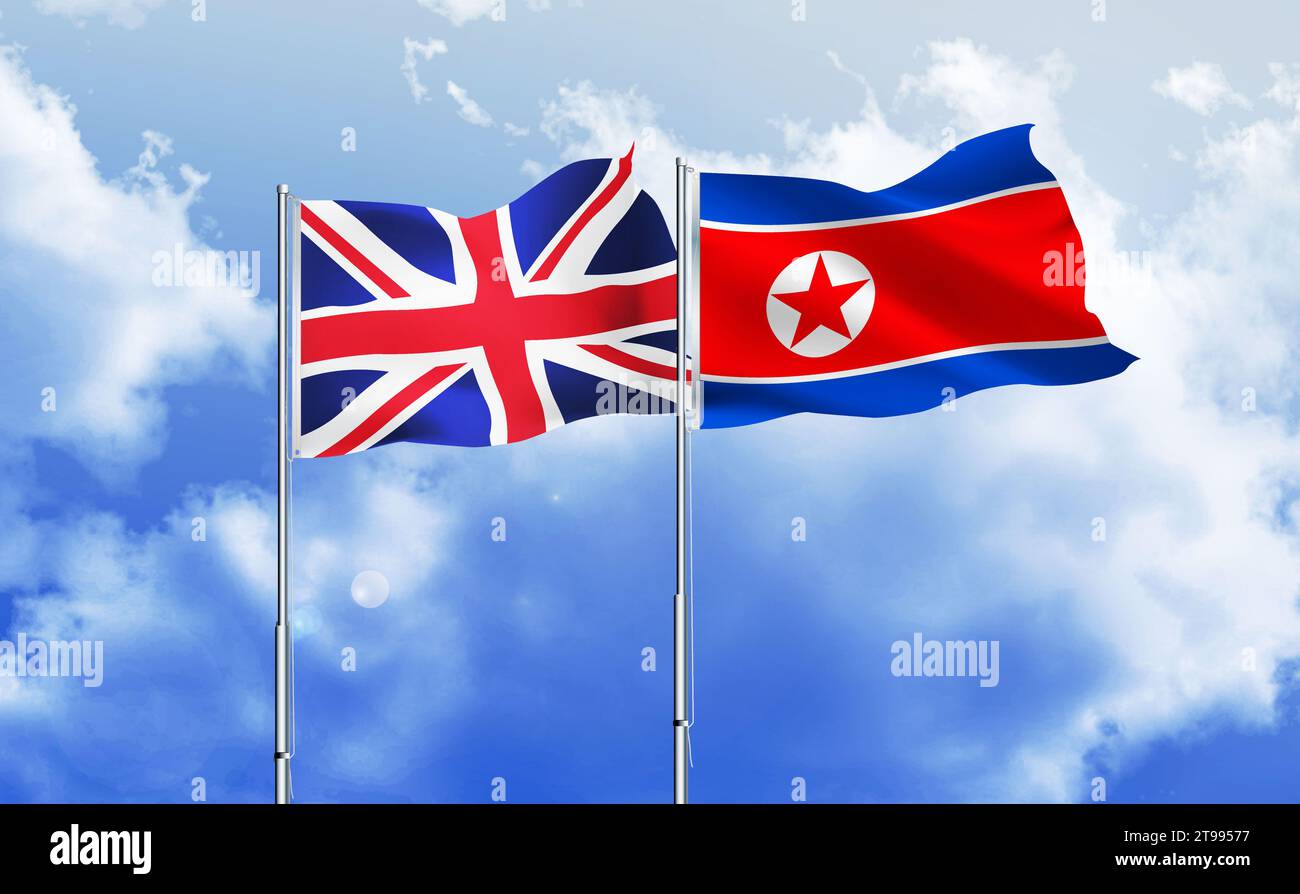 Waving realistic north korea flag hi-res stock photography and images ...