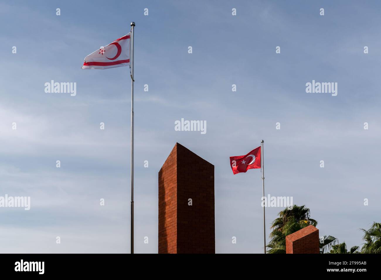Turkish flag and northern Cyprus flag together Stock Photo - Alamy