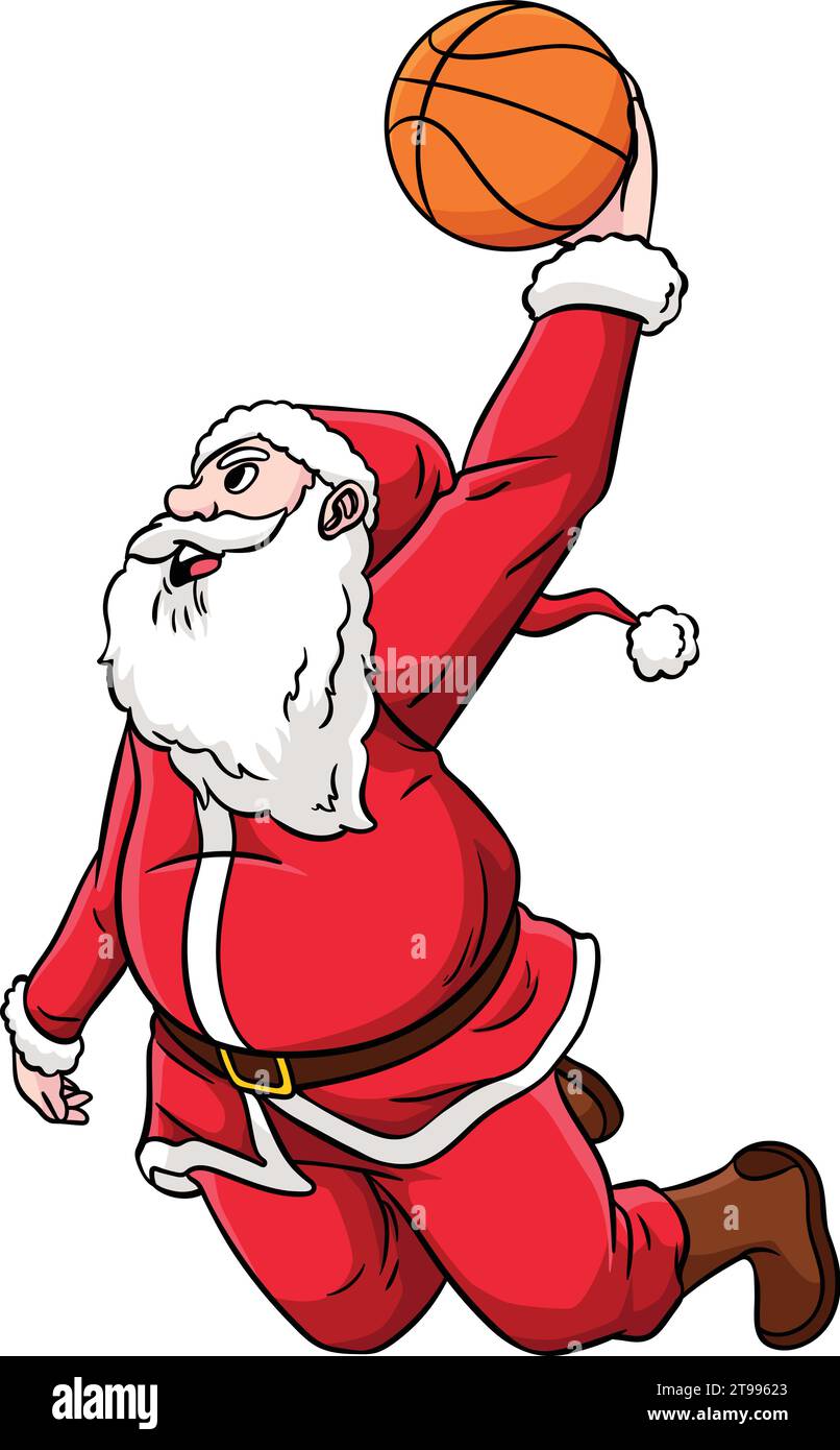 Basketball Santa Slam Dunk Cartoon Colored Clipart Stock Vector Image ...