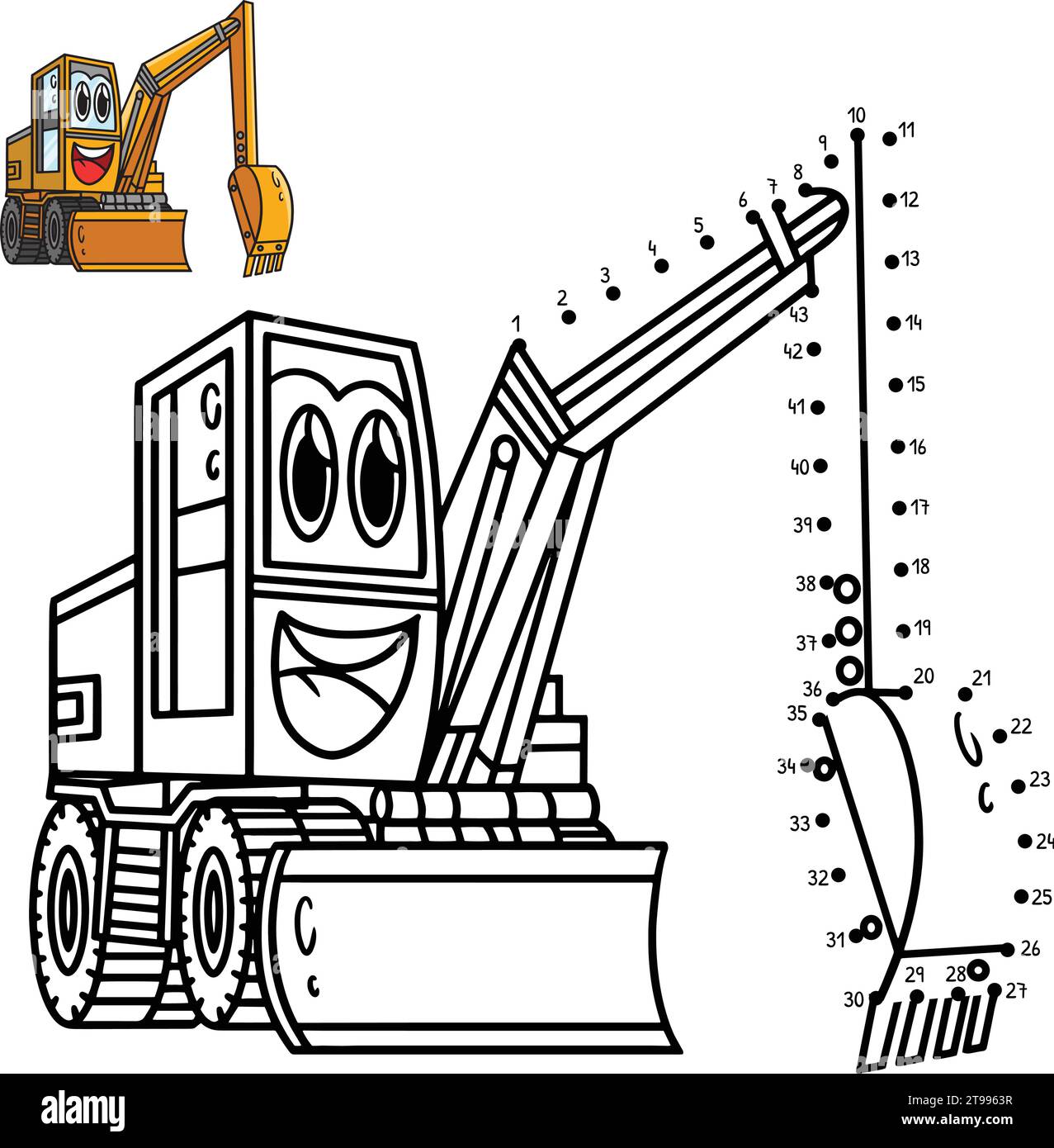 Dot to Dot Excavator Vehicle Isolated Coloring Stock Vector Image & Art ...