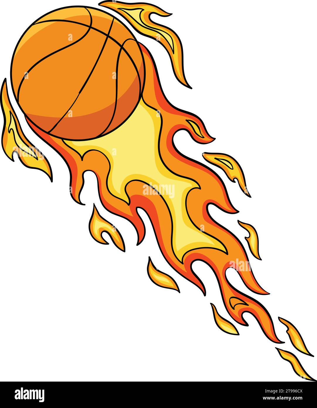 Basketball Ball in Fire Cartoon Colored Clipart Stock Vector Image ...