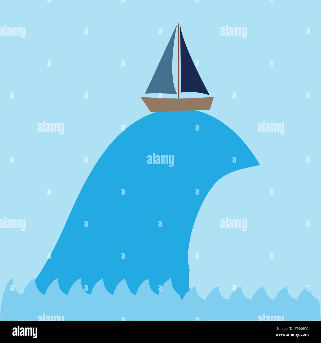 Boat huge wave Stock Vector Images - Alamy